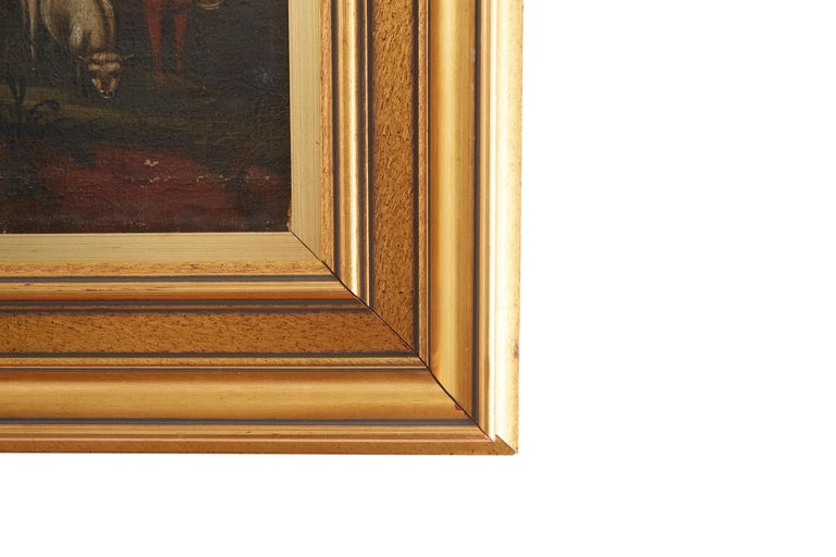 19th Century Dutch Gilt Wood Framed Oil Canvas For Sale at 1stDibs