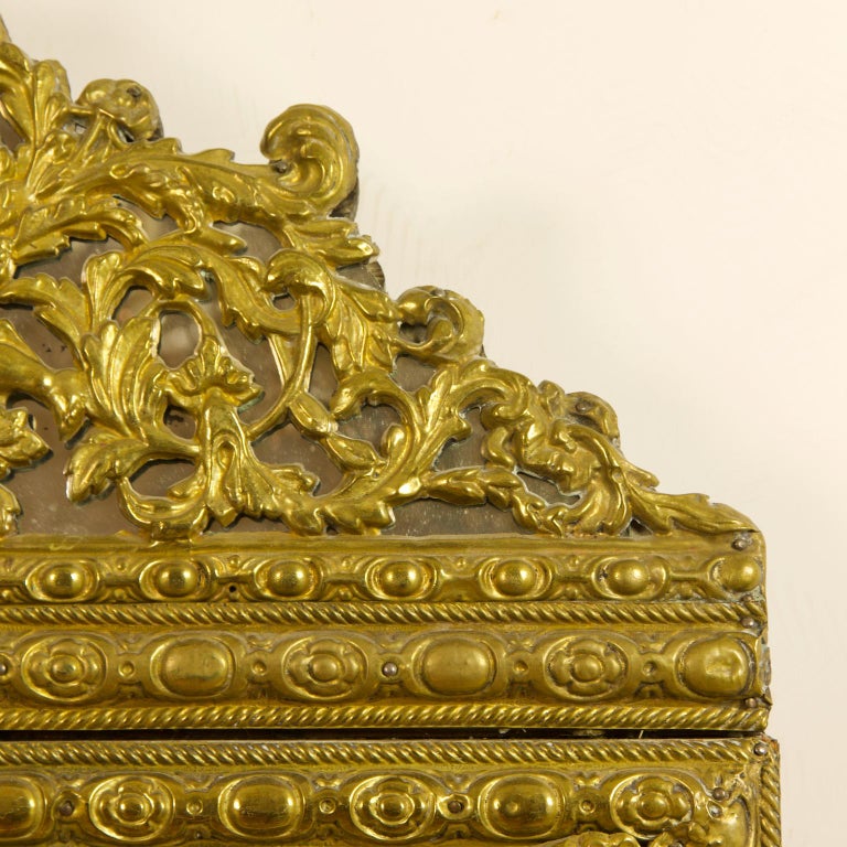 19th Century Dutch Louis XIV Baroque Style Brass Repoussé Wall Mirror ...