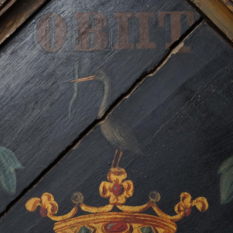 19th Century Dutch Polychrome Painted Wooden Funerary Hatchment or ...