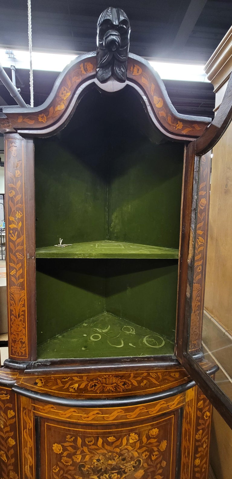 19th Century Dutch Rococo Style Marquetry Walnut Two-Piece Corner ...