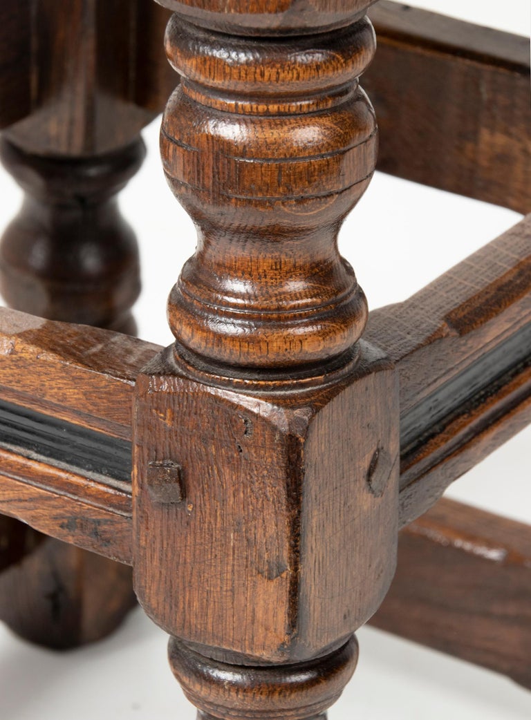 19th Century Dutch Rustic Oak Stool For Sale at 1stDibs