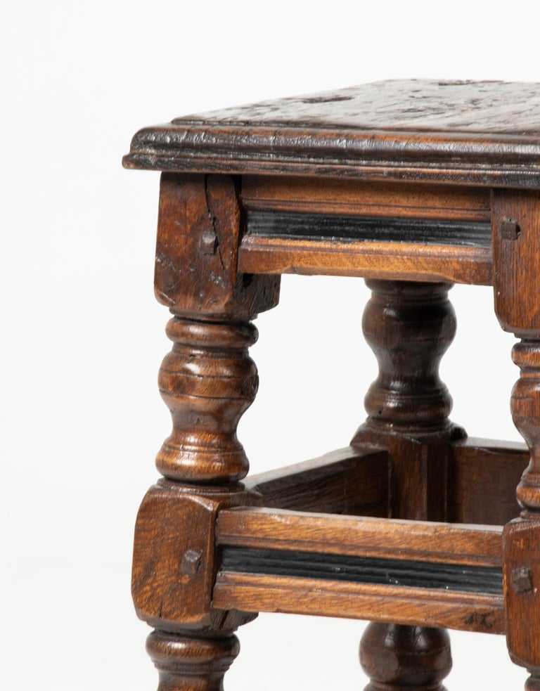 19th Century Dutch Rustic Oak Stool For Sale at 1stDibs