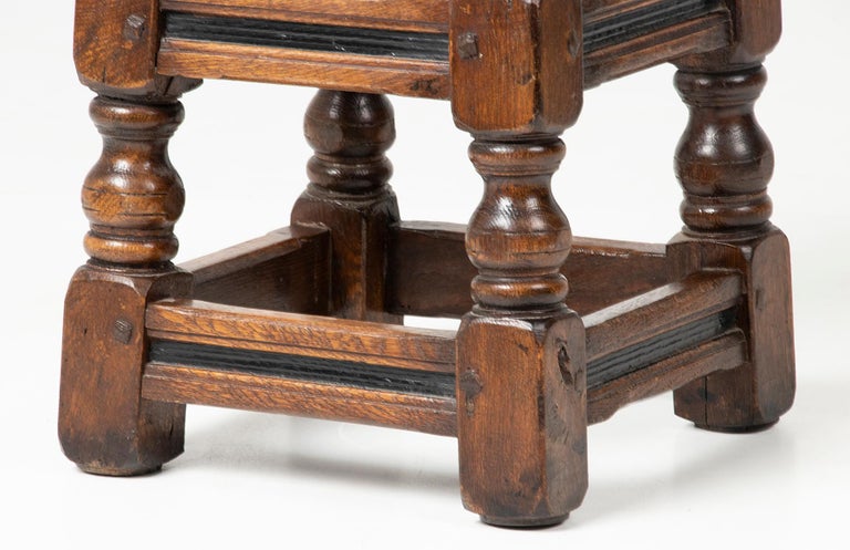 19th Century Dutch Rustic Oak Stool For Sale at 1stDibs