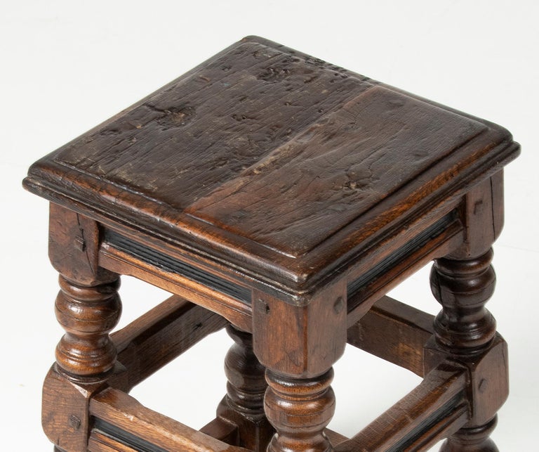 19th Century Dutch Rustic Oak Stool For Sale at 1stDibs