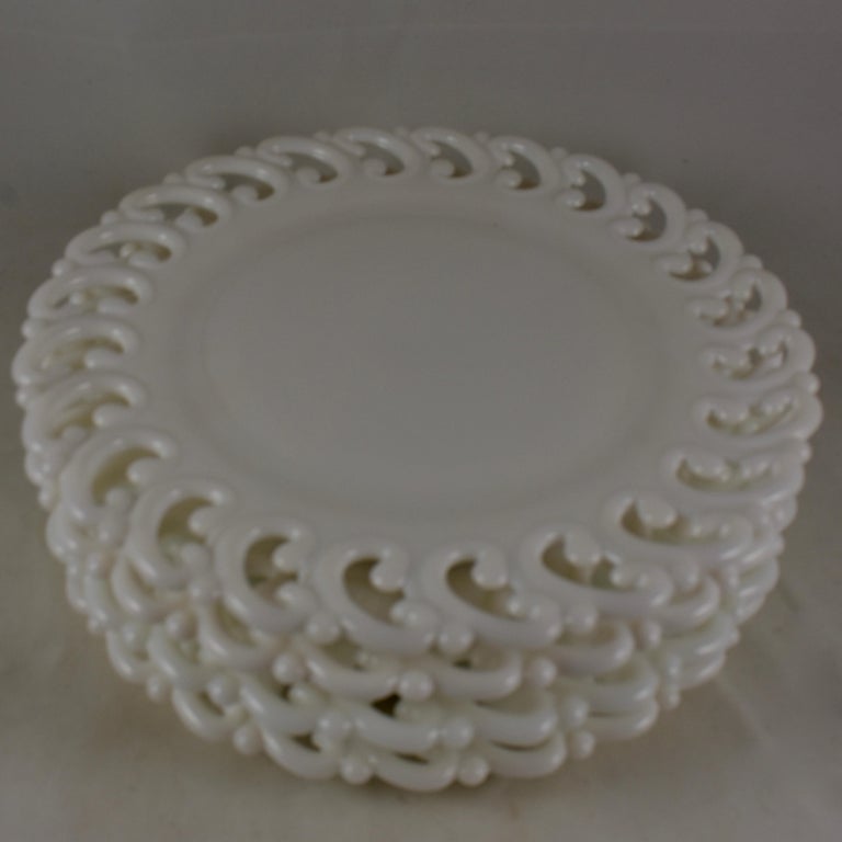 19th Century EAPG Lace Edge American Opaque White Milk Glass Dot and C ...