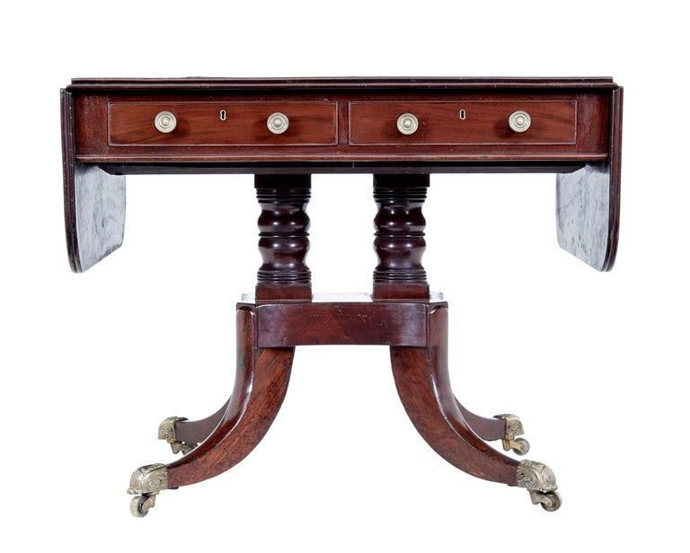 19th Century early Victorian mahogany sofa table For Sale at 1stDibs