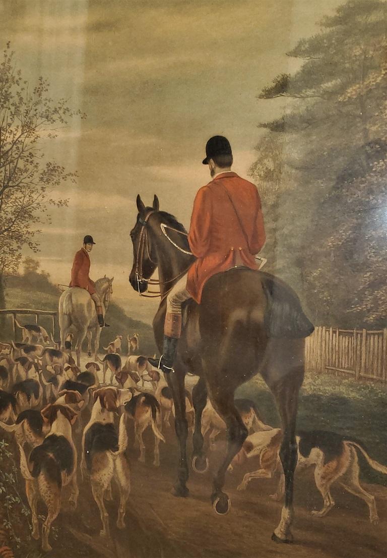 19th Century EAS Douglas Hunt Scene Aquatint Engraving For Sale at 1stDibs