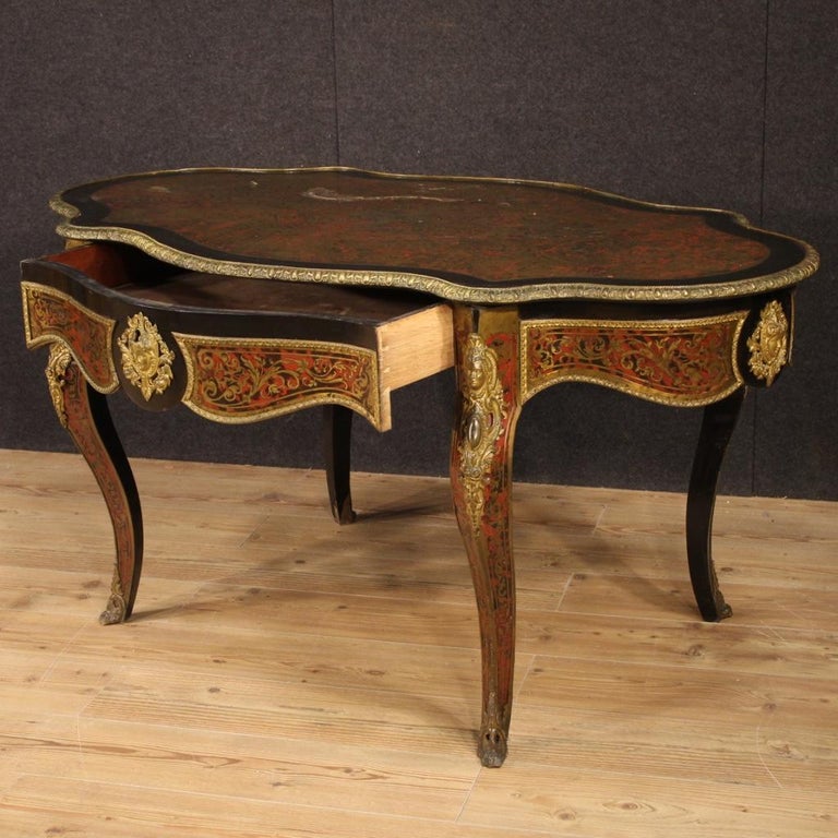 19th Century Ebonized Wood Antique French Boulle Table, 1880 For Sale ...