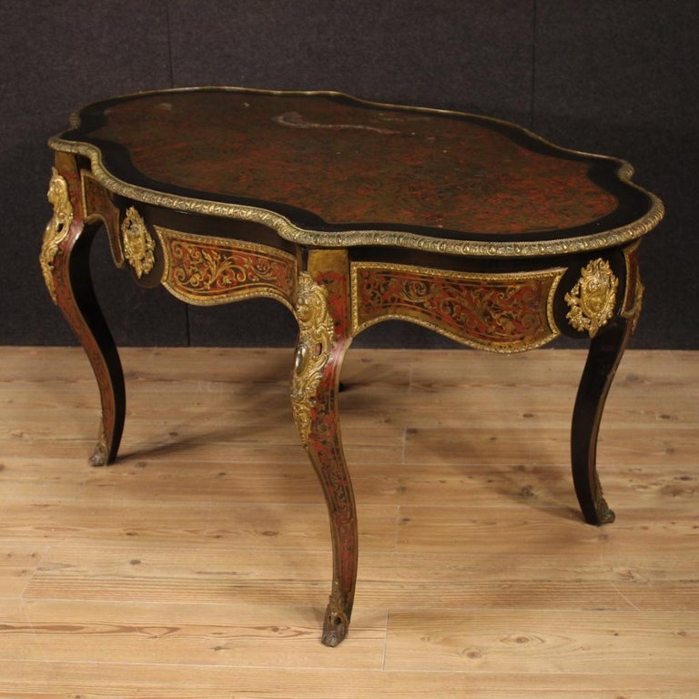 19th Century Ebonized Wood Antique French Boulle Table, 1880 For Sale ...