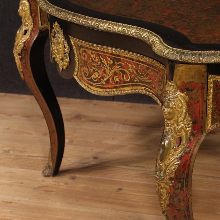 19th Century Ebonized Wood Antique French Boulle Table, 1880 For Sale ...