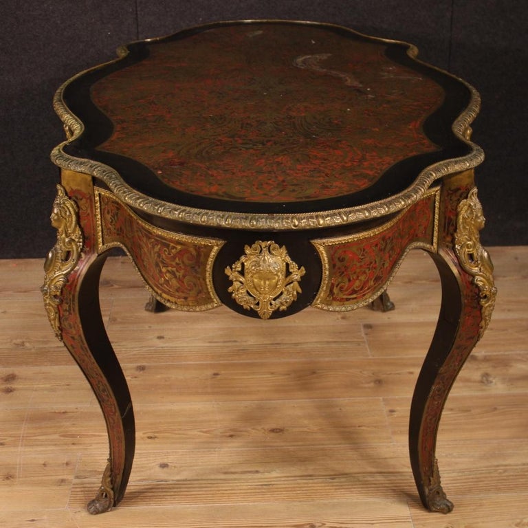 19th Century Ebonized Wood Antique French Boulle Table, 1880 For Sale ...