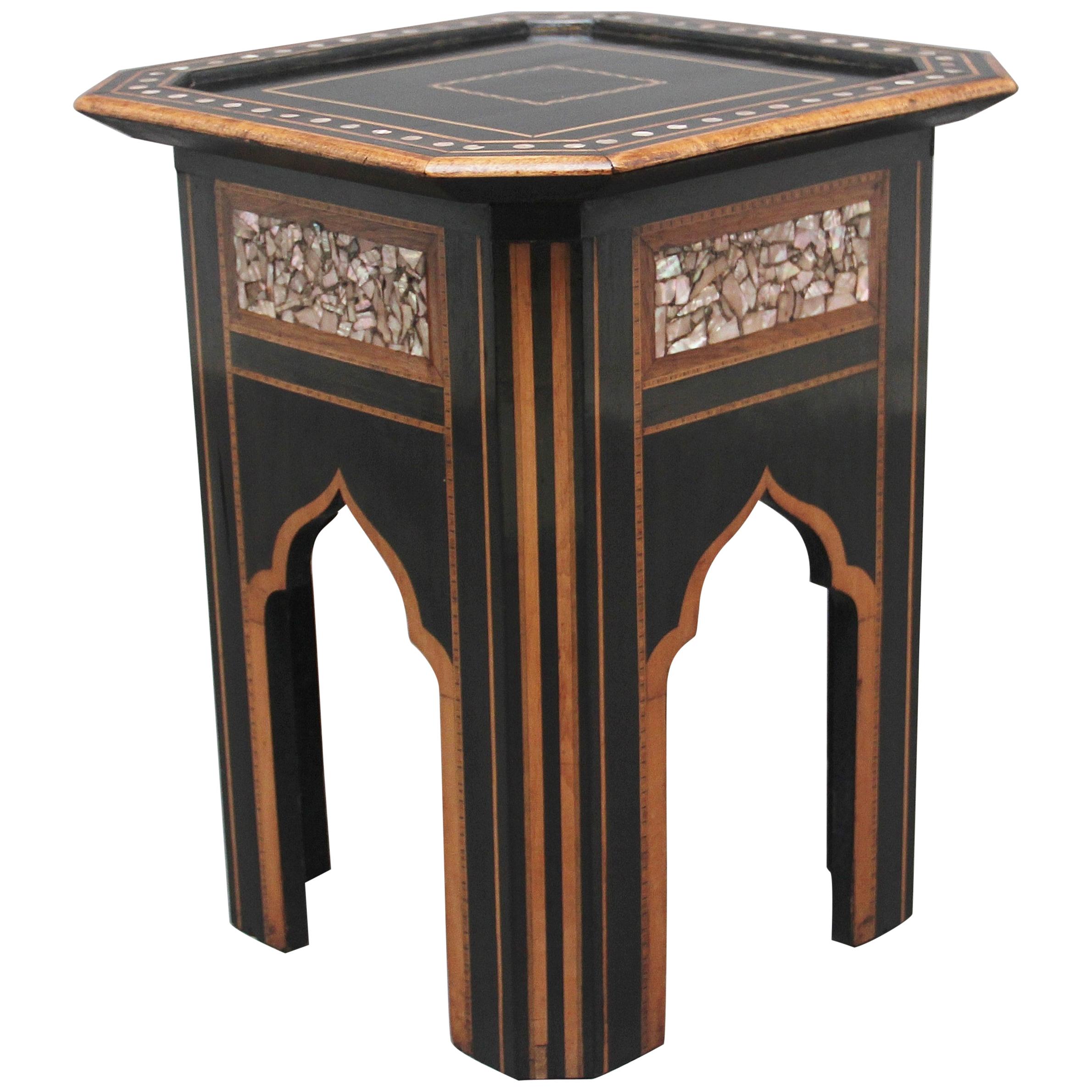 Indian Teak and Bone Inlaid Occasional Table with Elephant Legs, circa ...