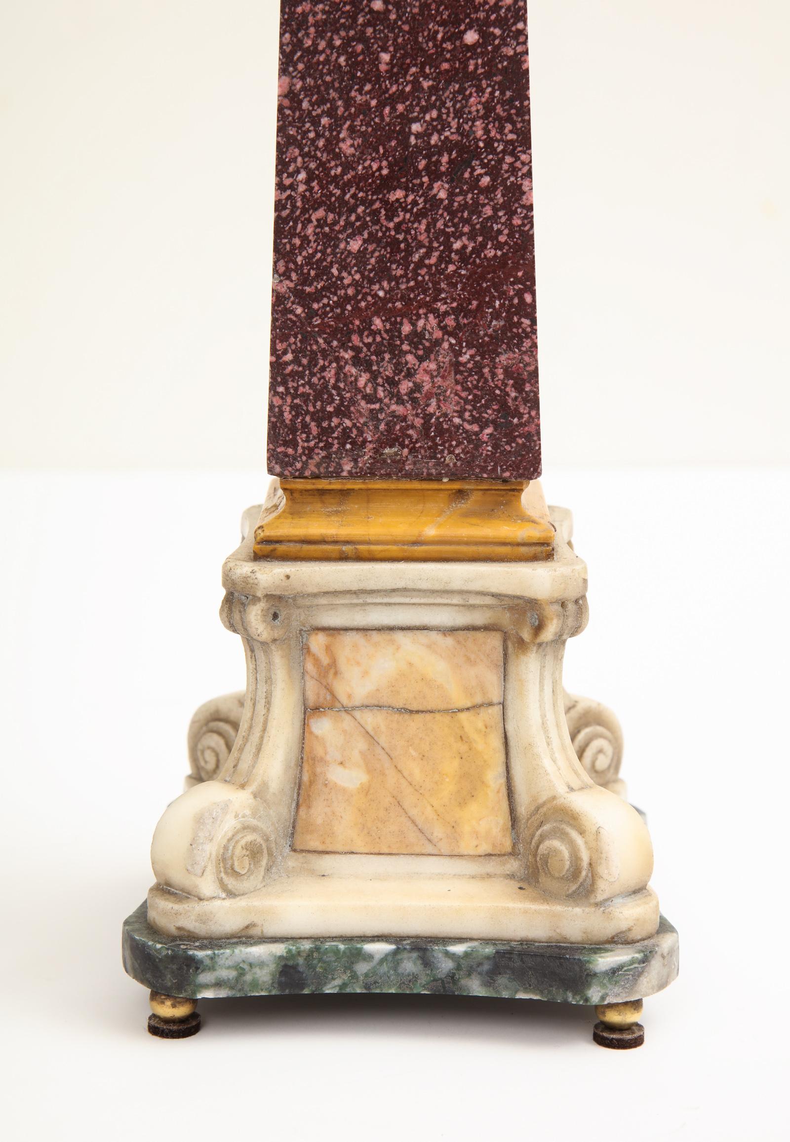 19th Century Egyptian Porphyry Obelisk on Baroque Marble Base For Sale ...