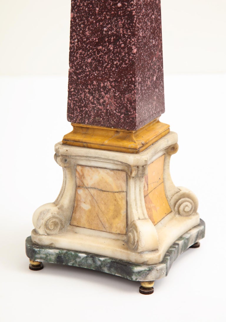 19th Century Egyptian Porphyry Obelisk on Baroque Marble Base For Sale ...