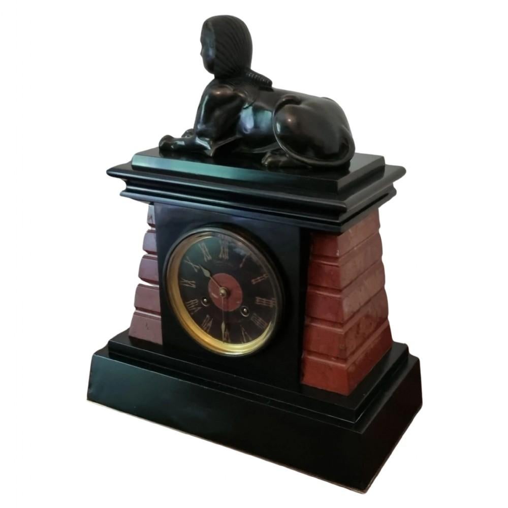 19th Century Egyptian Revival Clock with Bronze Sphinx by Le Roy and ...