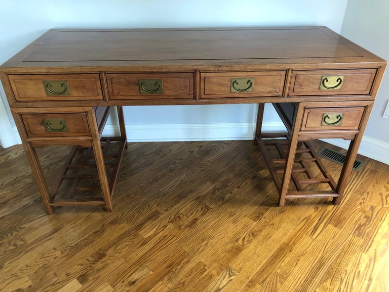 19th Century Elegant Hardwood Asian Campaign Style Writing Desk at 1stDibs