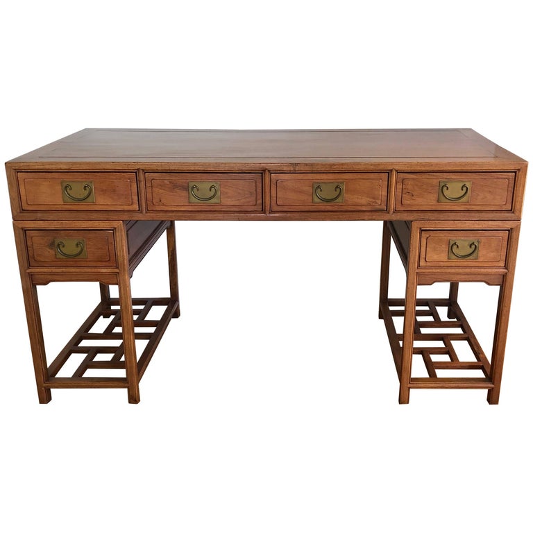 19th Century Elegant Hardwood Asian Campaign Style Writing Desk at 1stDibs
