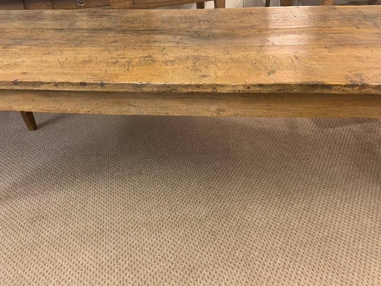 19th Century Elm Rustic Large Farmhouse Table at 1stDibs