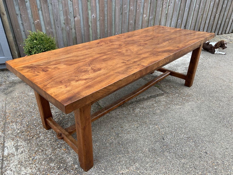 19th Century Elm Thick Top Large Farmhouse Table at 1stDibs