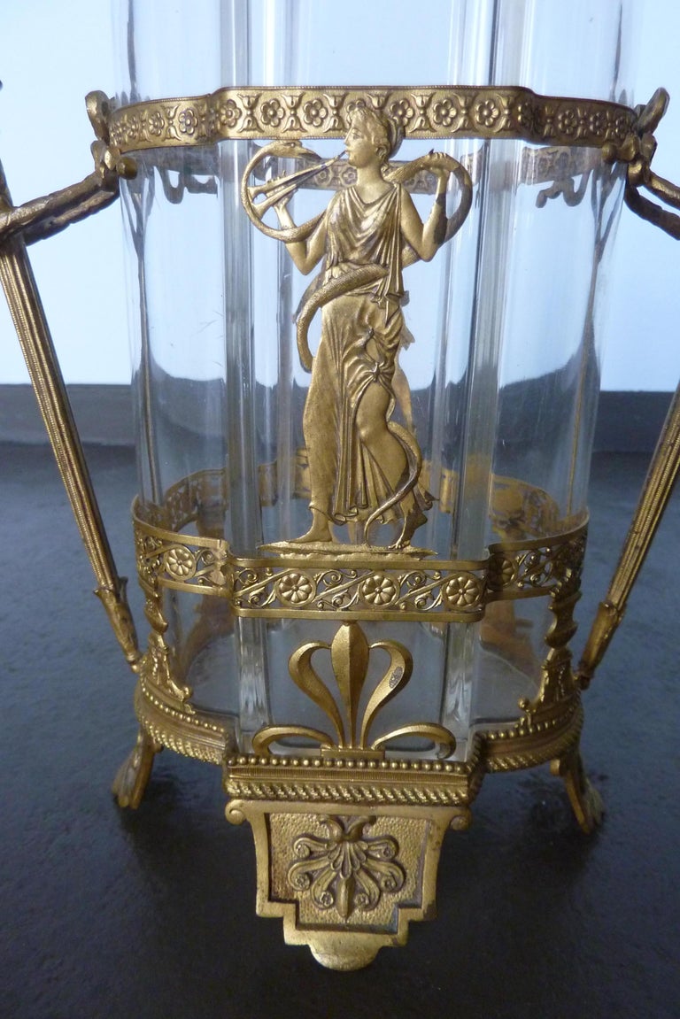 19th Century Empire Bronze Fire-Gilded Crystal Glass Vase For Sale at ...