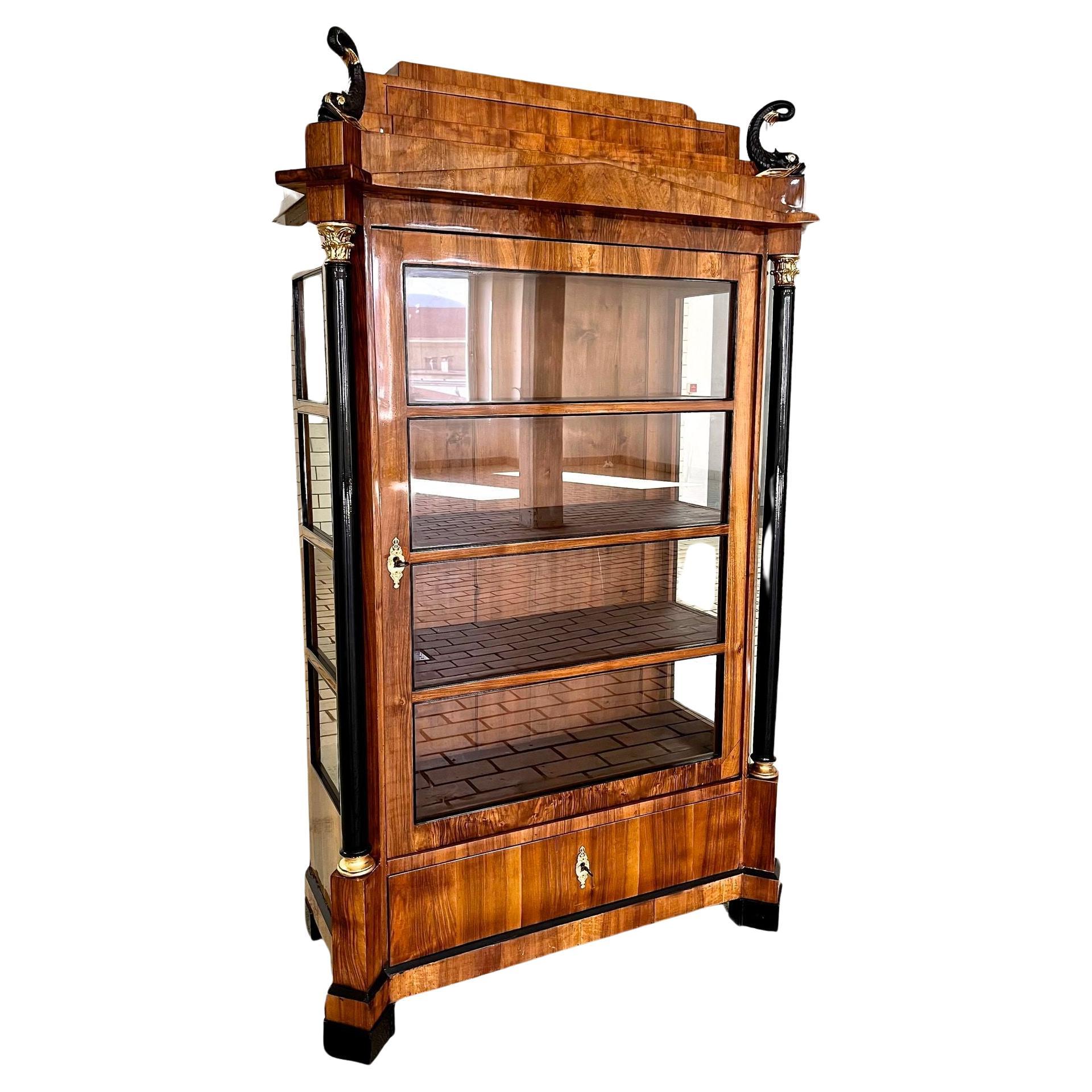 19th Century Empire Display Cabinet With Mystical Figures , Germany ca ...