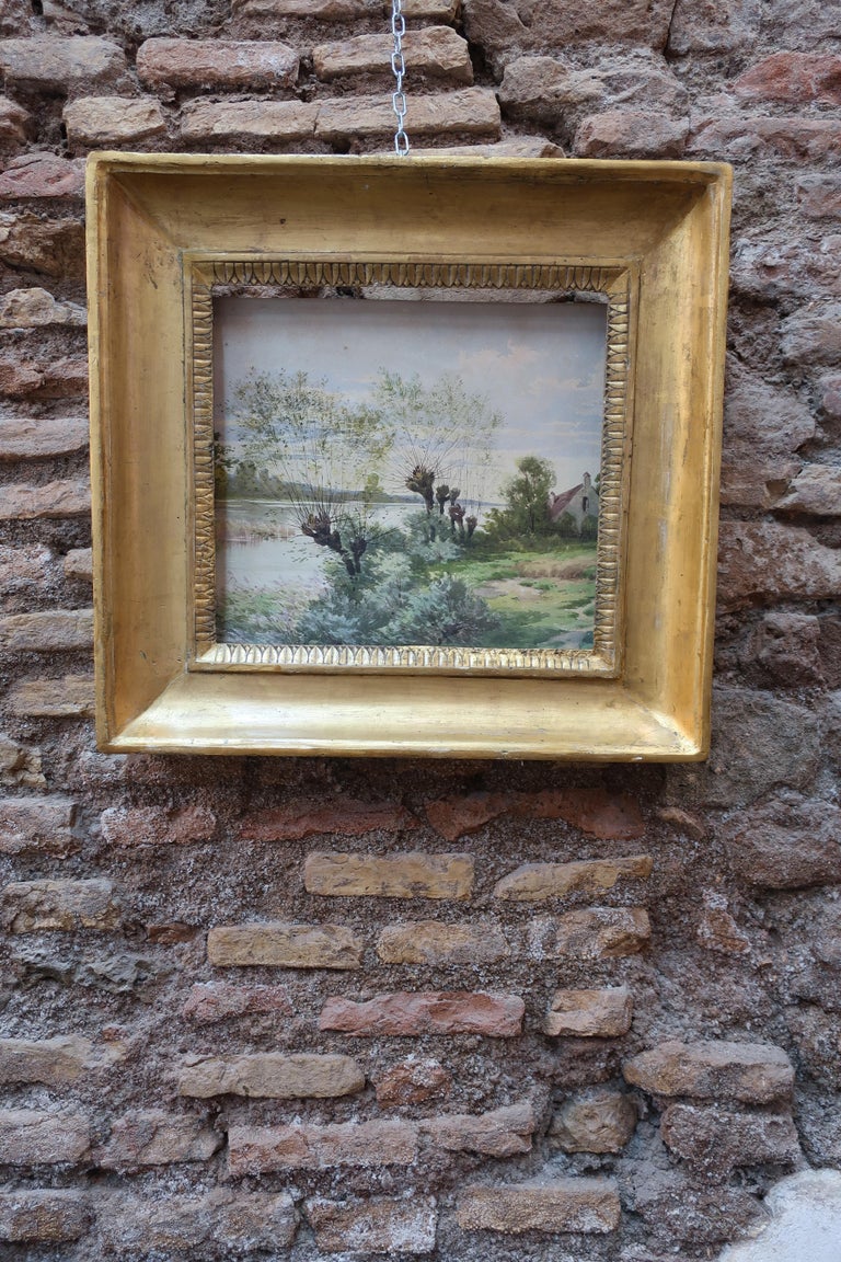 19th Century Empire Style Frame Gilded in Pure Gold For Sale at 1stDibs