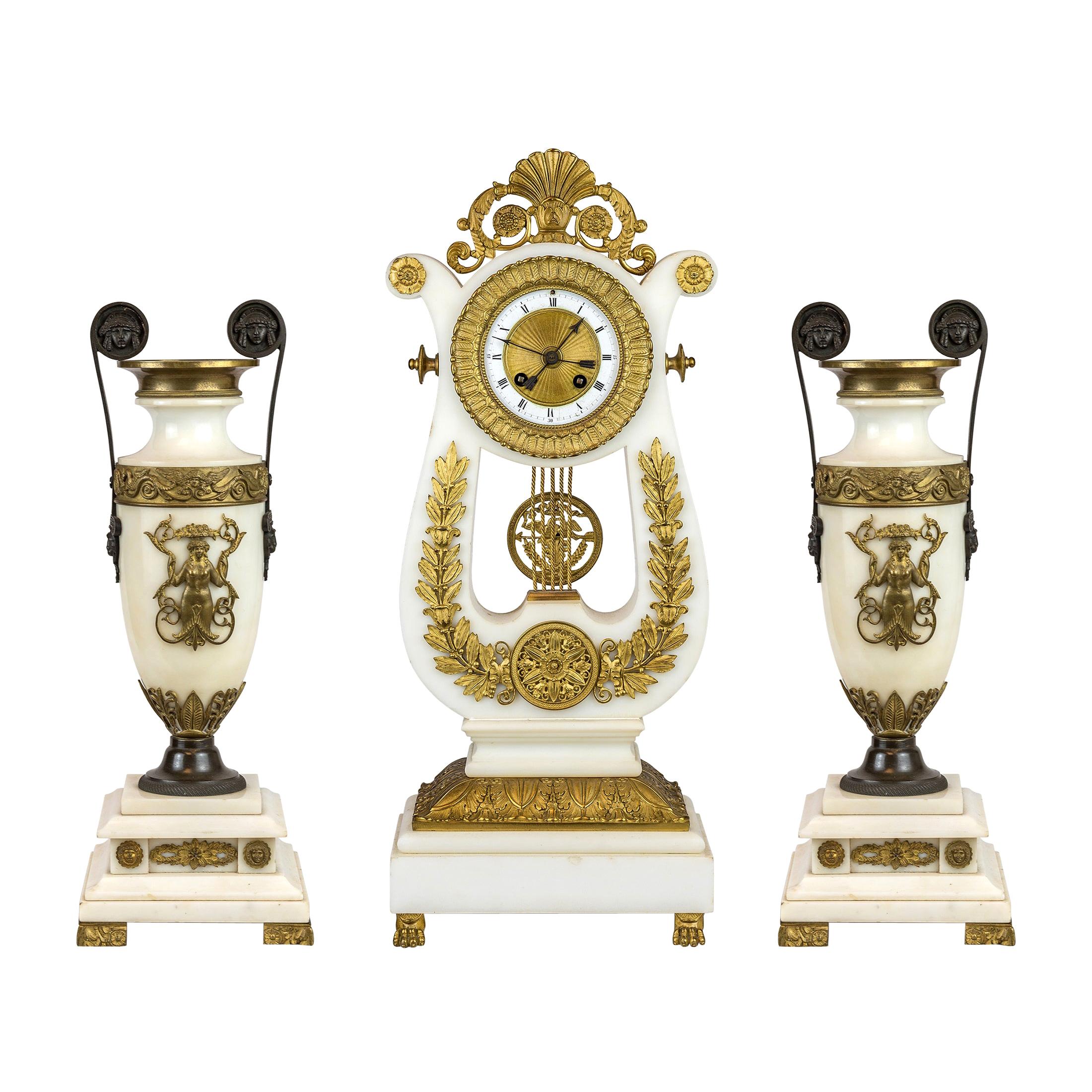 Very Large 19th Century Clock Garniture For Sale at 1stDibs