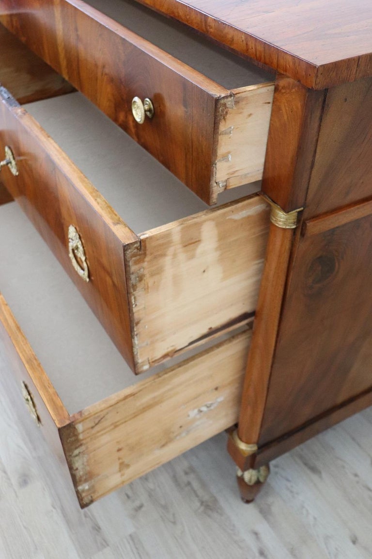 19th Century Empire Walnut Wood Commode or Chest of Drawers at 1stDibs
