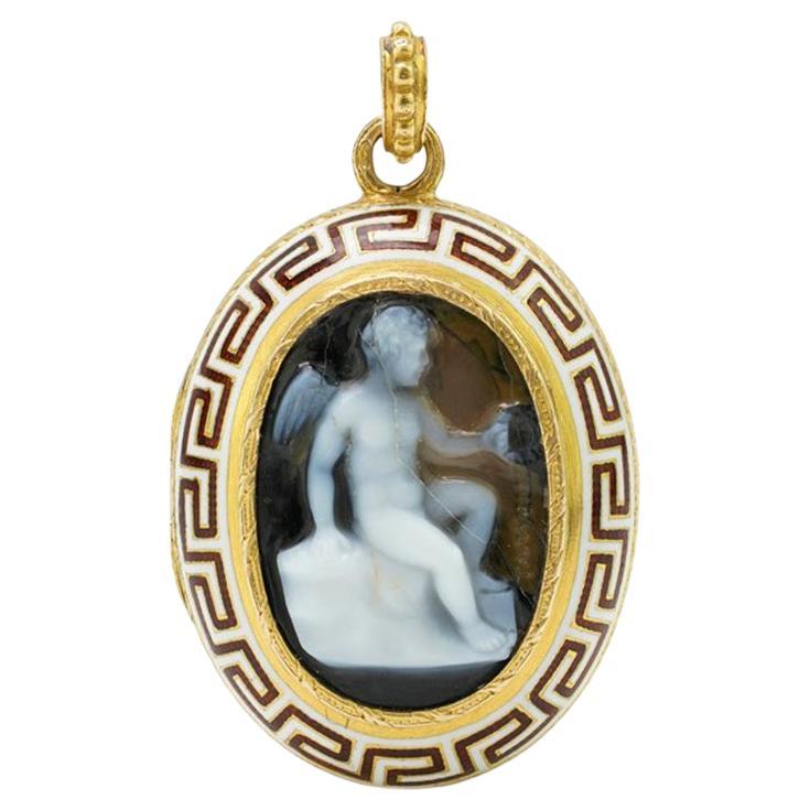 19th Century Ruby Pearl Enamelled Portrait Locket at 1stDibs