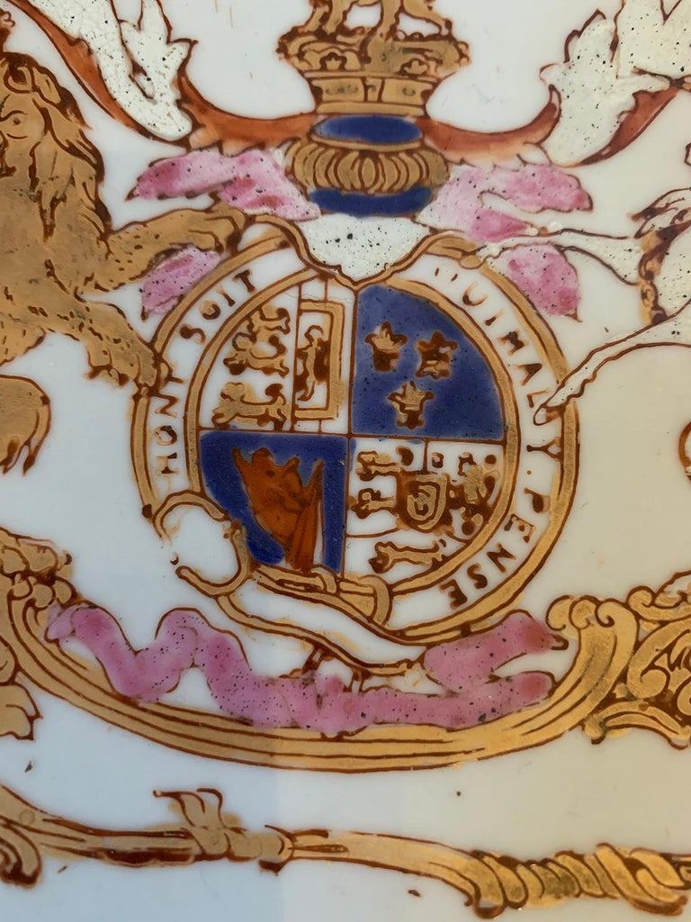 19th Century English Armorial Porcelain Charger with Crest of Royal ...