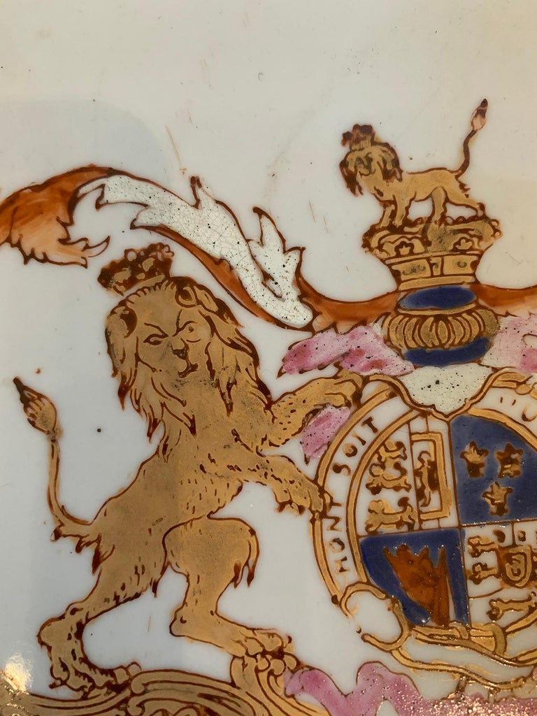 19th Century English Armorial Porcelain Charger with Crest of Royal ...