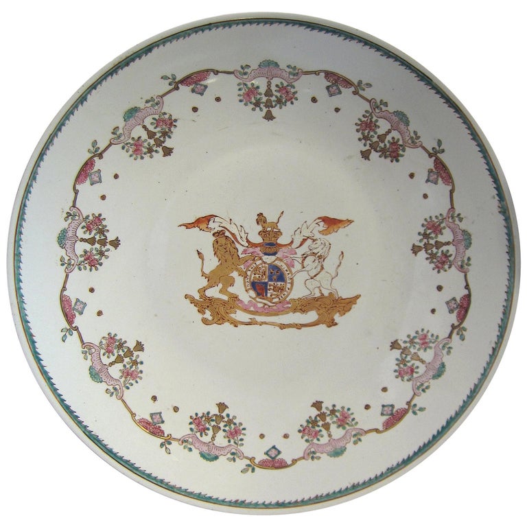 19th Century English Armorial Porcelain Charger with Crest of Royal ...