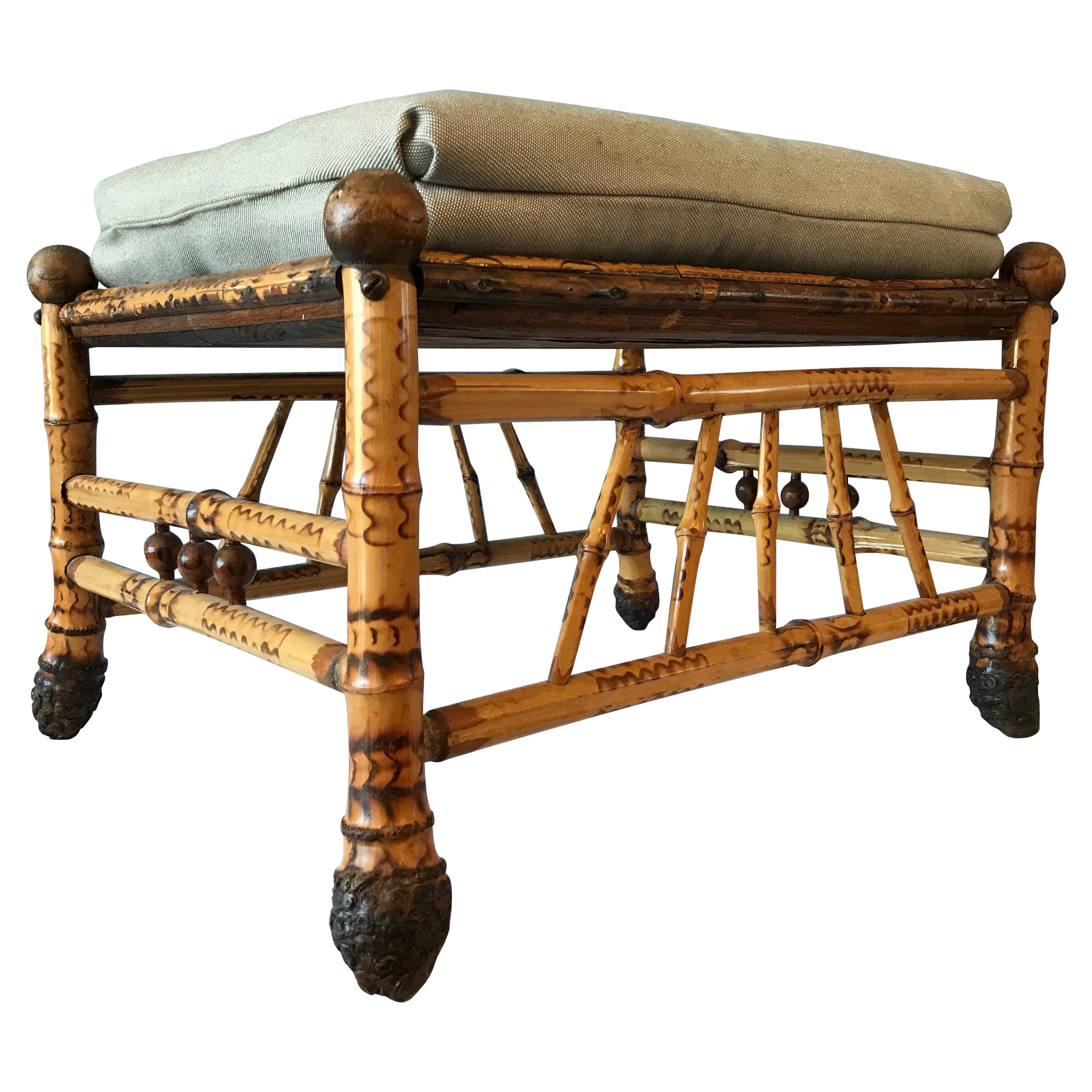 19th Century English Bamboo Footstool at 1stDibs