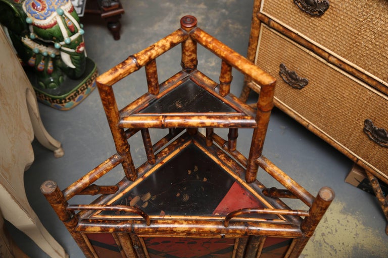 19th Century English Bamboo Hanging Corner Cabinet at 1stDibs