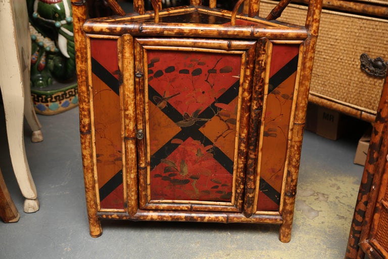 19th Century English Bamboo Hanging Corner Cabinet at 1stDibs