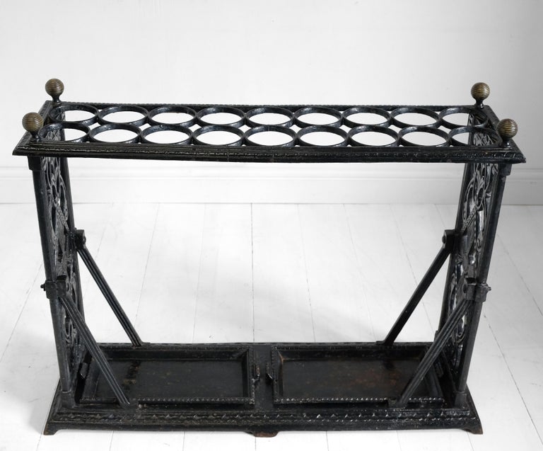 19th Century English Black Cast Iron Stick Stand in Coalbrookdale Style ...