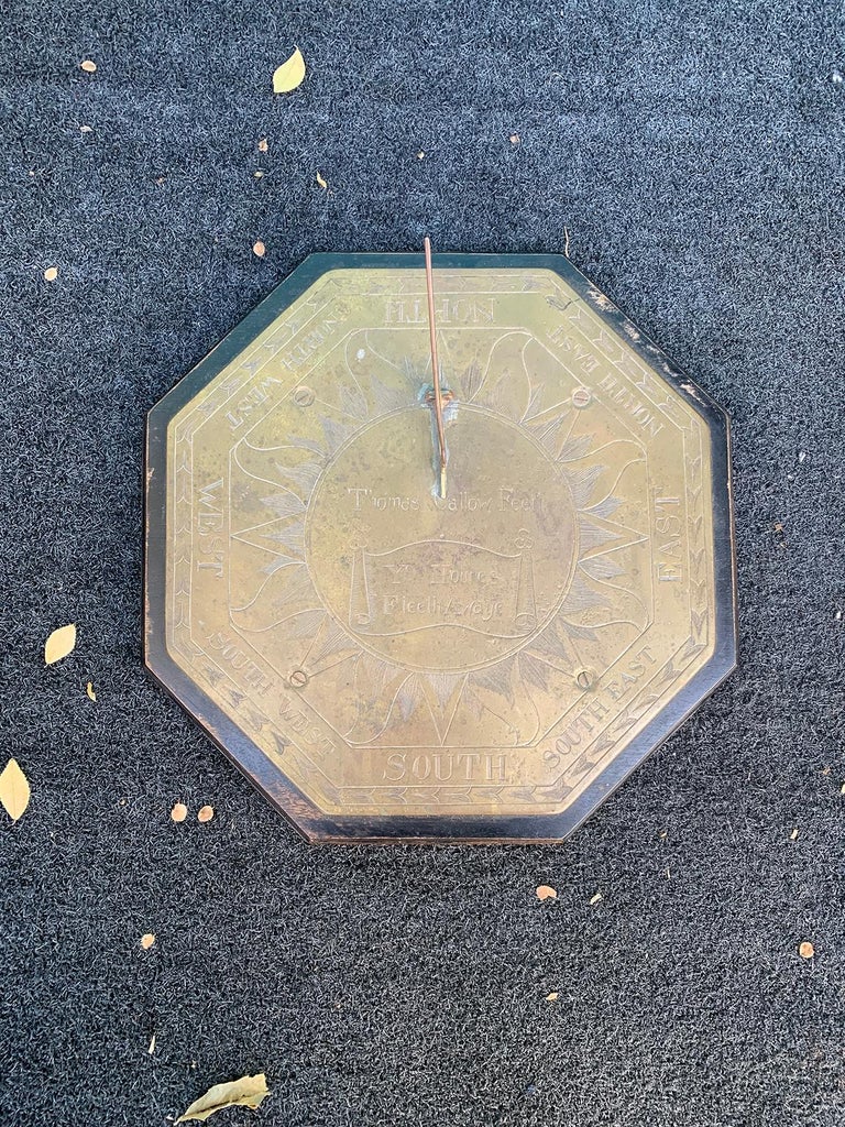 19th Century English Brass Sundial, Engraved "Made by Thomas Callow ...