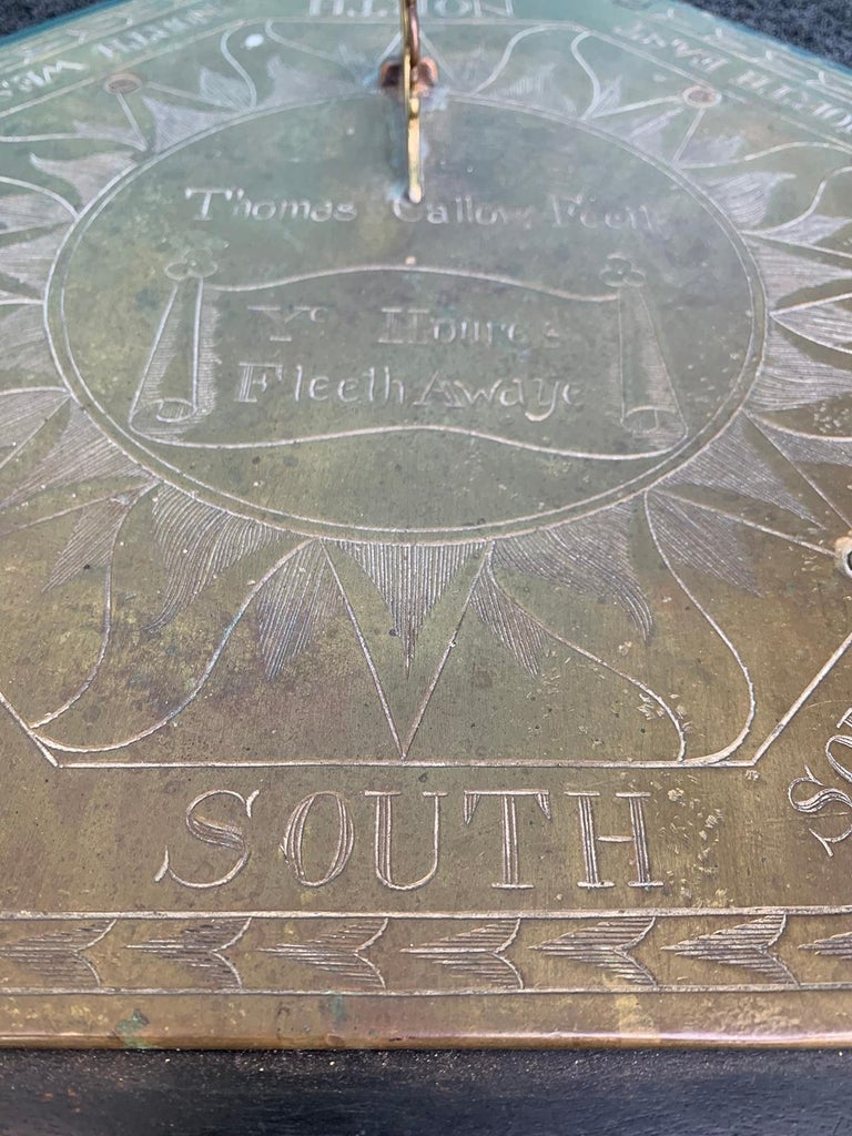 19th Century English Brass Sundial, Engraved "Made by Thomas Callow ...