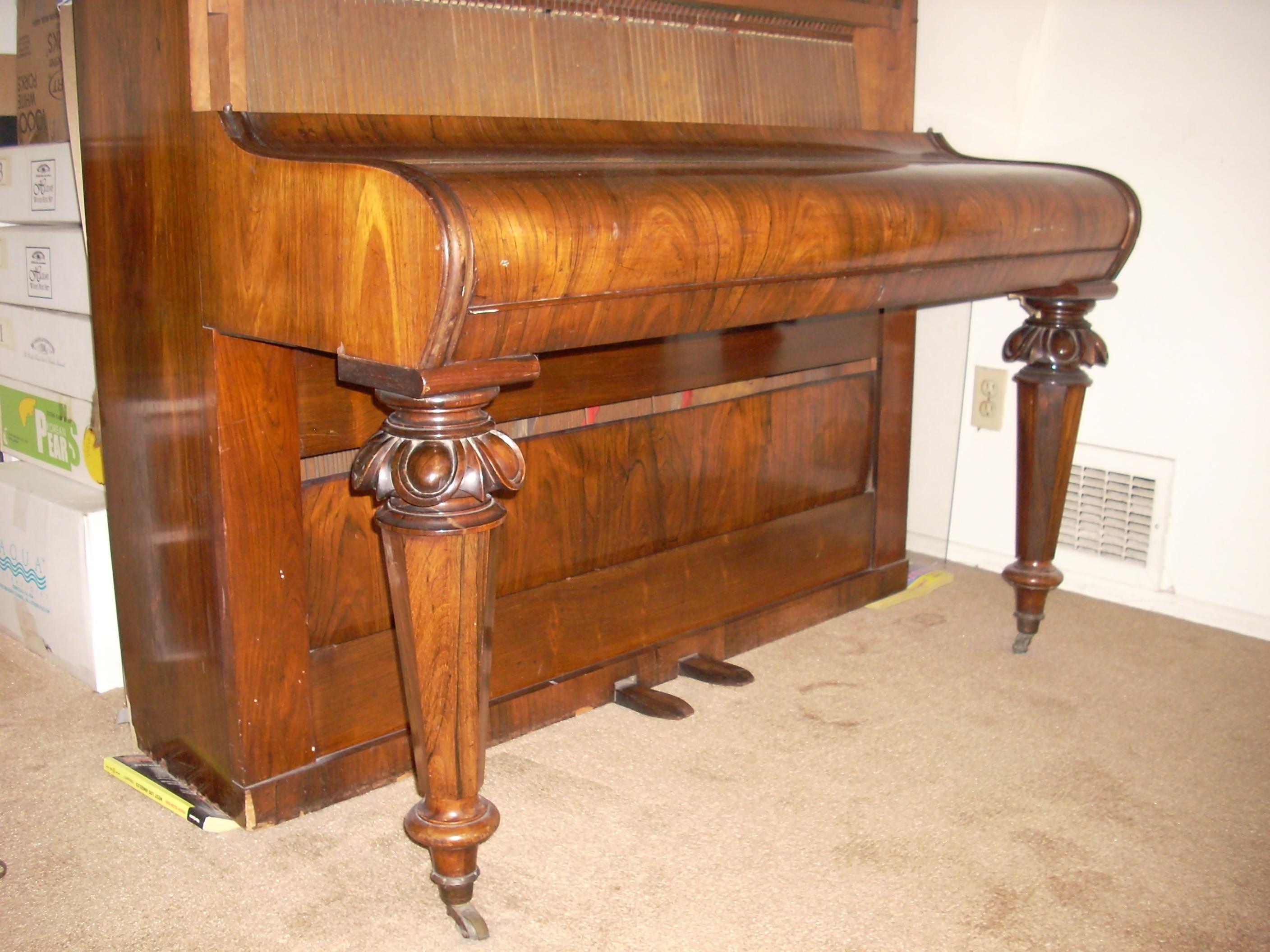 19th Century English Burled Wood Upright Piano in Excellent Condition ...