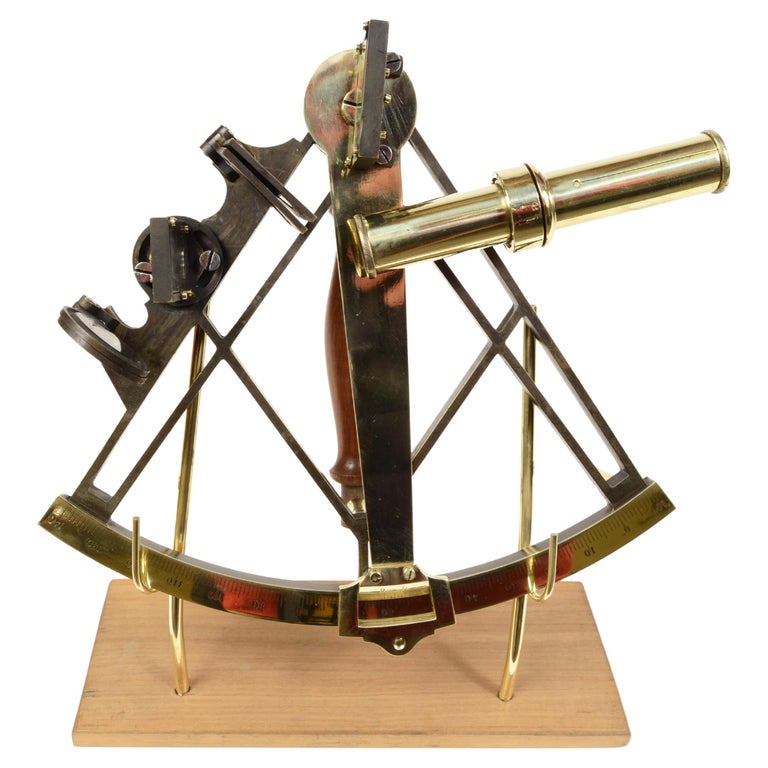 19th Century English Burnished Brass Sextant Antique Nautical ...