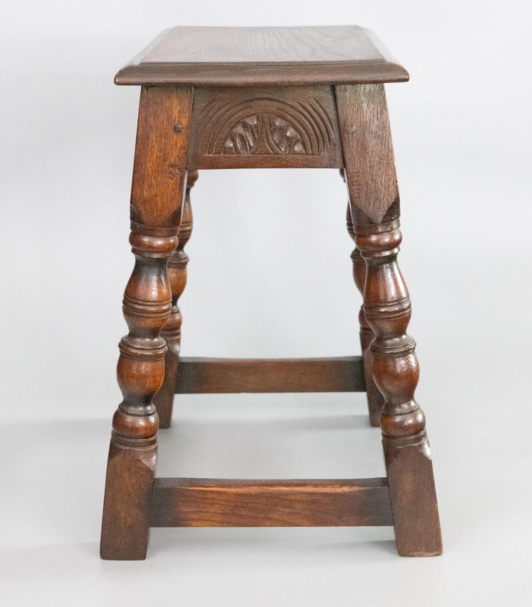 19th Century English Carved Oak Pegged Joint Stool Side Table For Sale ...