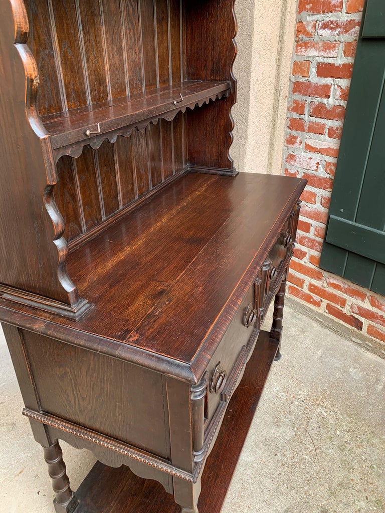 19th Century English Carved Oak Welsh Dresser Sideboard Hutch Jacobean ...
