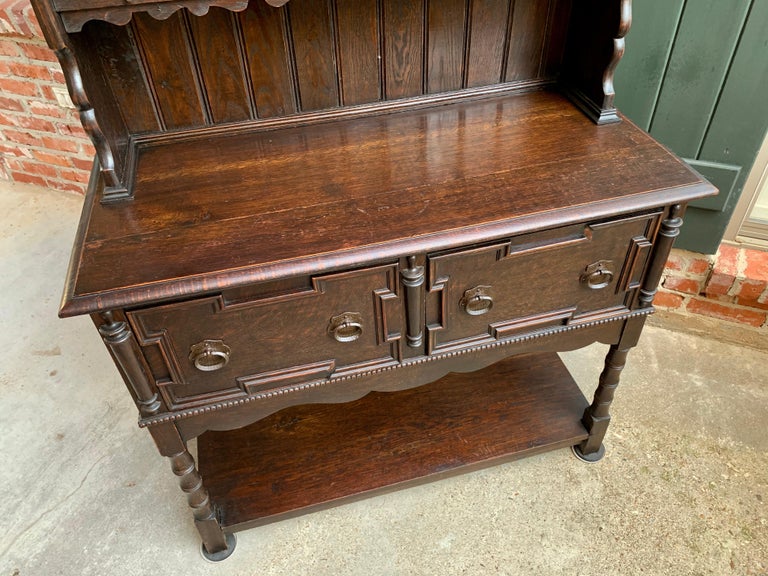 19th Century English Carved Oak Welsh Dresser Sideboard Hutch Jacobean ...