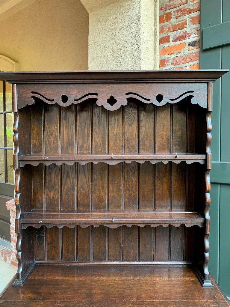 19th Century English Carved Oak Welsh Dresser Sideboard Hutch Jacobean ...