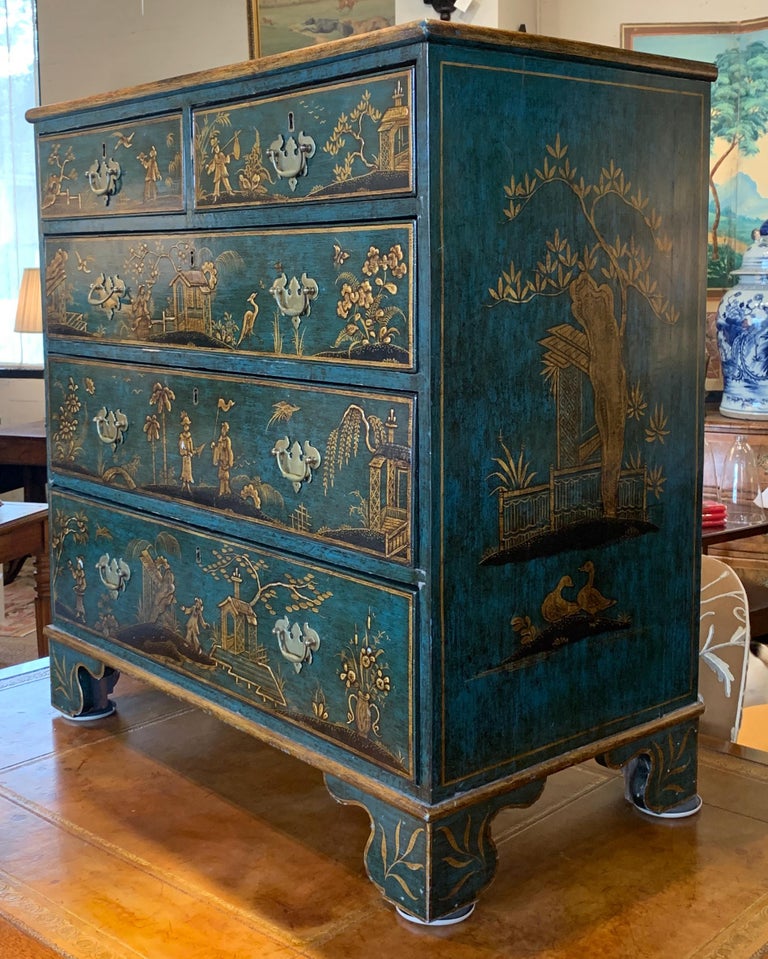 19th Century English Chinoiserie Decorated Chest of Drawers at 1stDibs