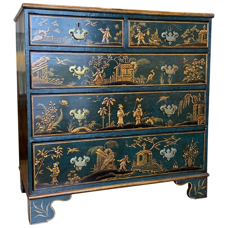 19th Century English Chinoiserie Decorated Chest of Drawers at 1stDibs ...