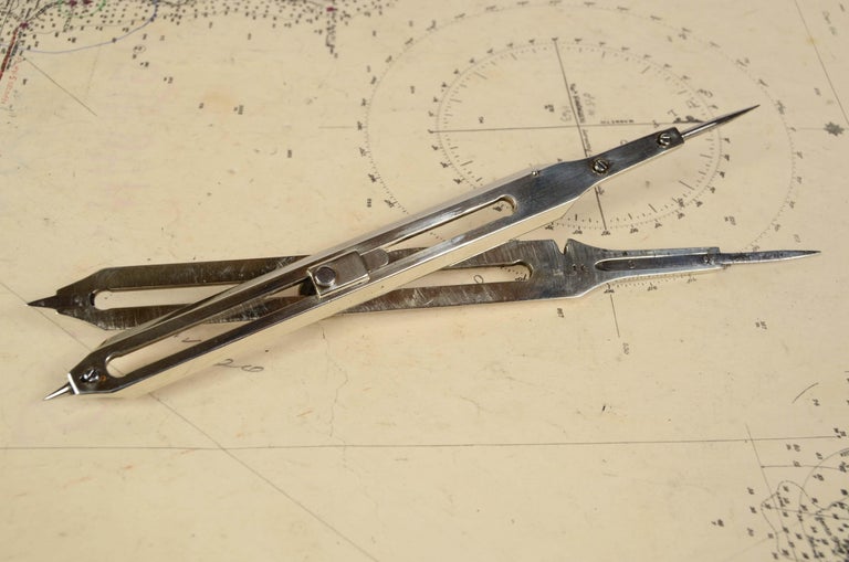 19th Century English Chrome Plated Brass Cross-Legged Reduction Compass ...