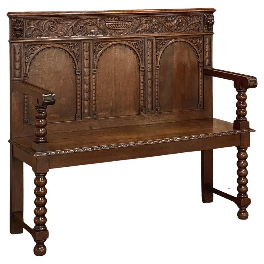 English Jacobean Style Hall Bench at 1stDibs