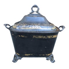 19th Century Cast Iron Enamel Coal Bucket For Sale at 1stdibs