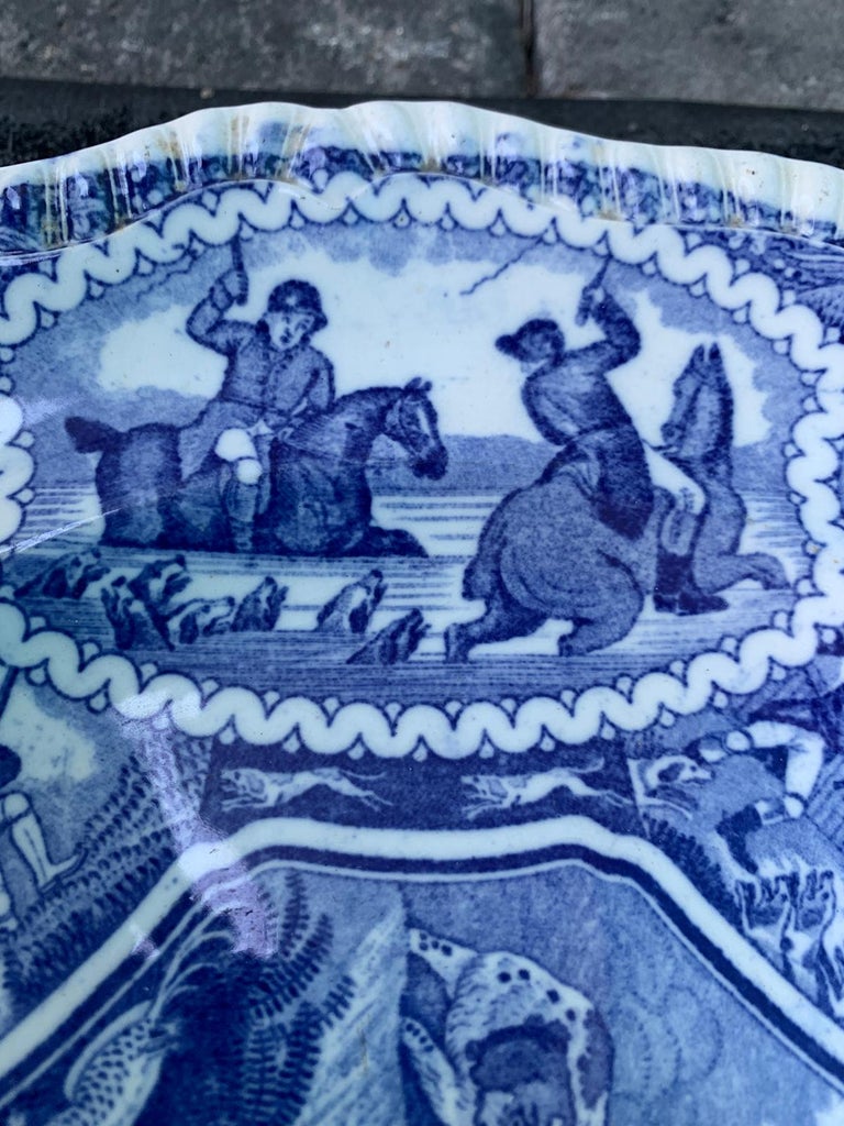 19th Century English Copeland Spode Blue and White Equestrian and Fox ...
